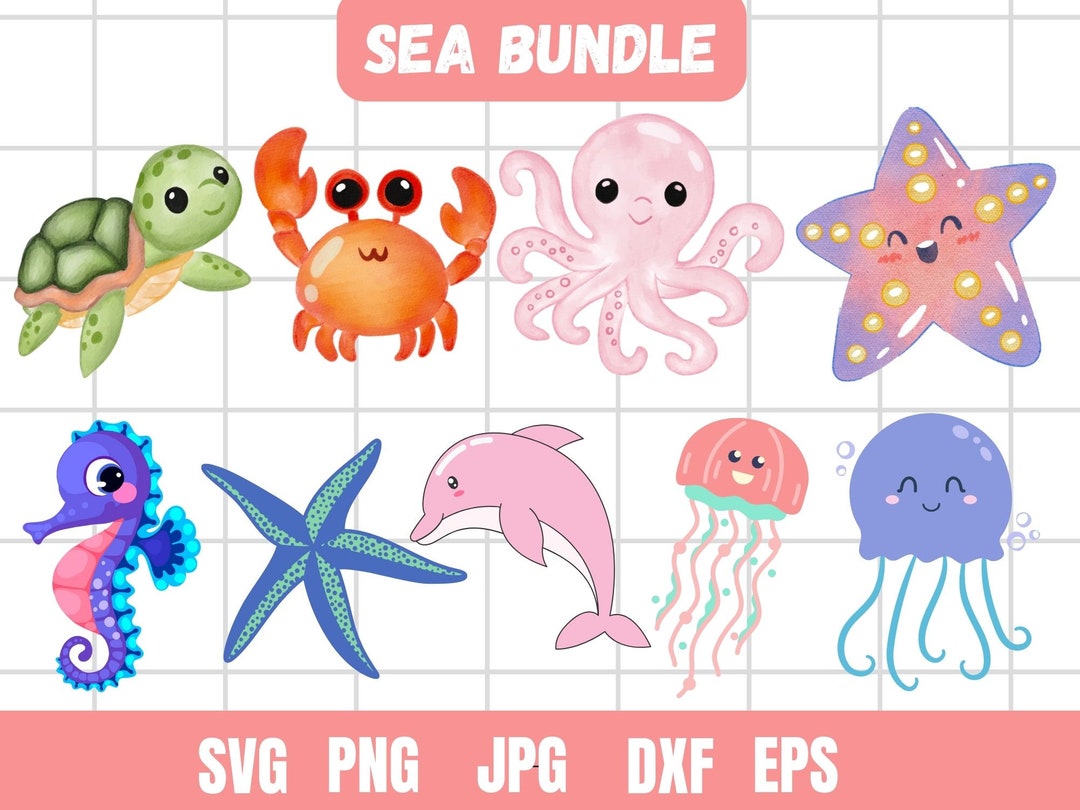 Sea Animals Svg, Beach Svg Bundle, Ocean Svg, Sea Life Svg, Mermaid Svg ...