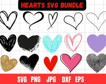 Heart Svg Bundle, Heart Svg, Hand Drawn Heart Svg, Sketch Heart Svg ...
