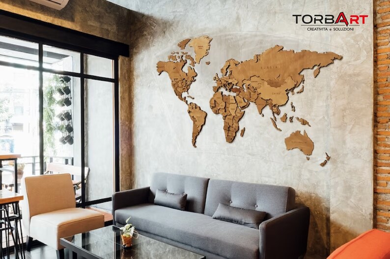 3D World Map Laser Cutting File SVG DXF CDR Multilayer - Etsy Australia