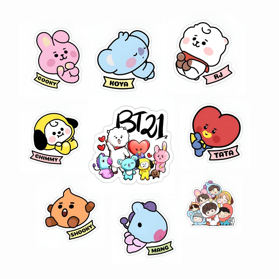 Adorable BT21 Stickers, Cute BTS Characters, K-pop Decals for Laptops ...