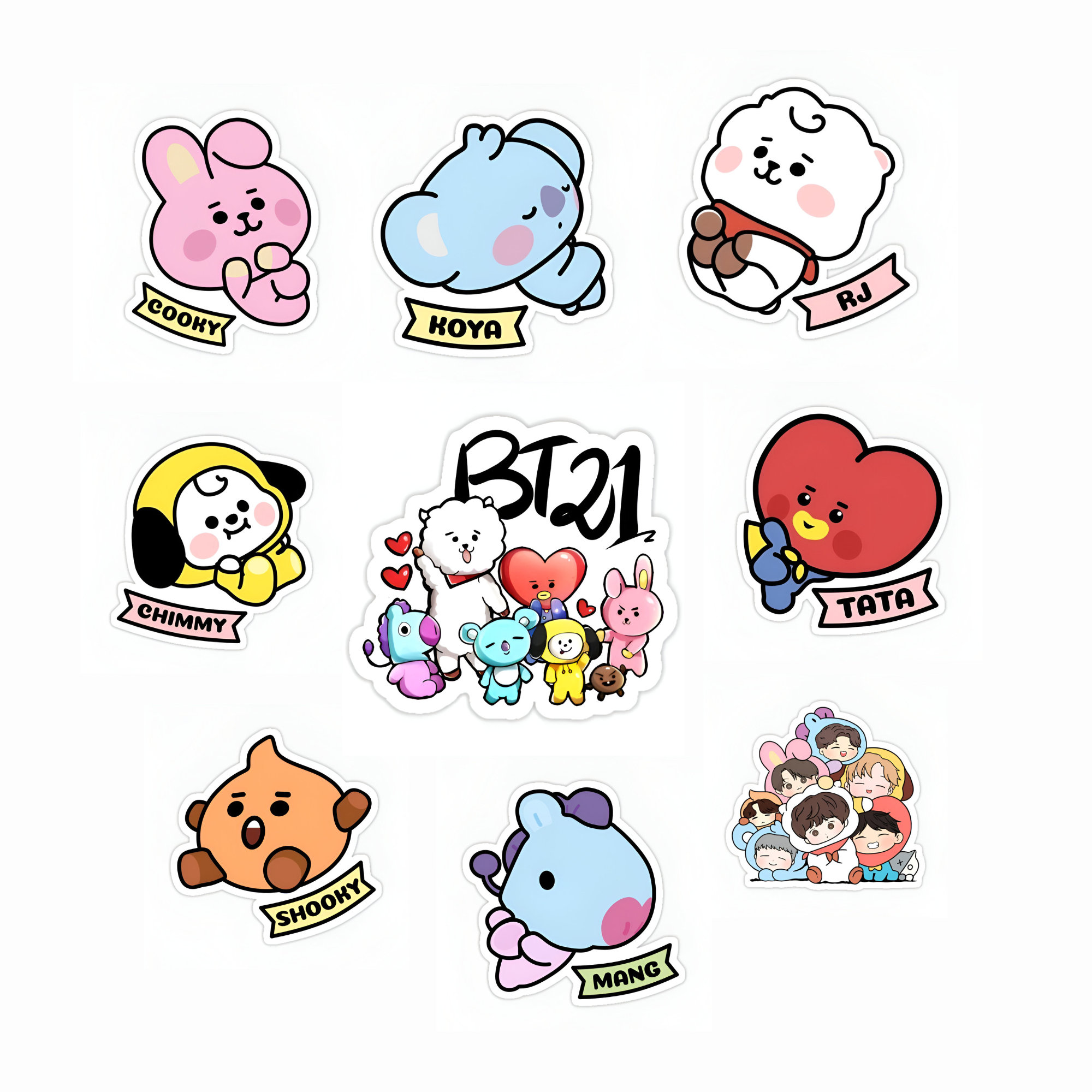 Adorable BT21 Stickers, Cute BTS Characters, K-pop Decals for Laptops ...