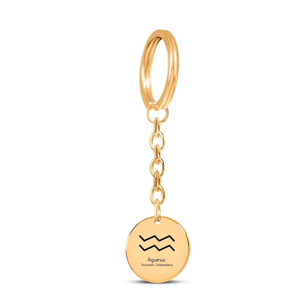 18K Gold Aquarius Custom Constellation Keychain, Aquarius Meaning Star ...