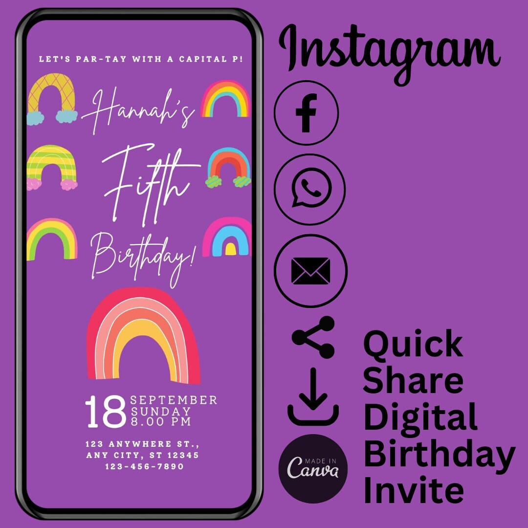 Kids Editable Digital Birthday Party Invite Event Template - Etsy