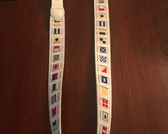Nautical Code Flag, on Navy Webbing, Leather Tip Belt - Etsy