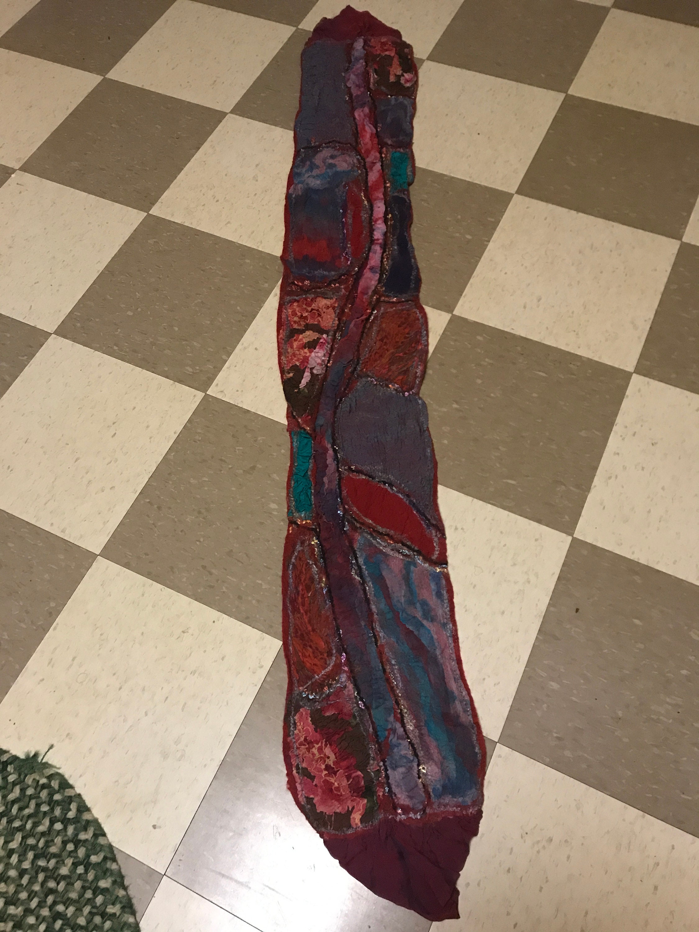 Mixed Fabric Art Scarf - Etsy