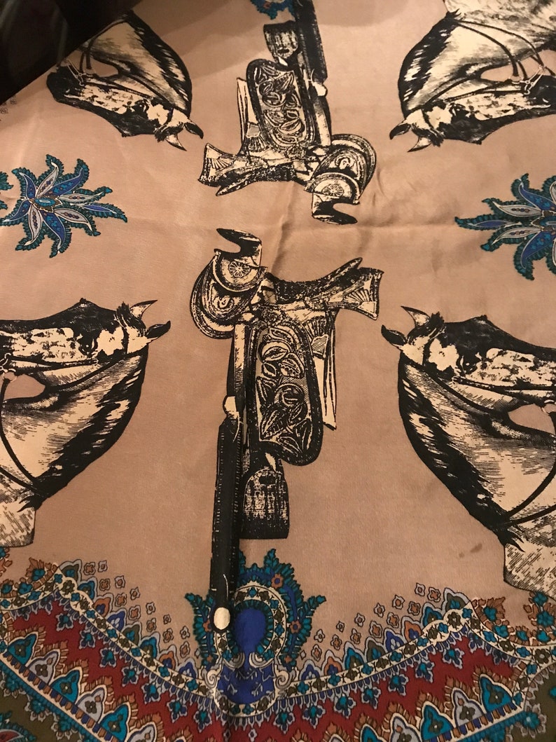 Vintage Horse and Saddle Scarf - Etsy