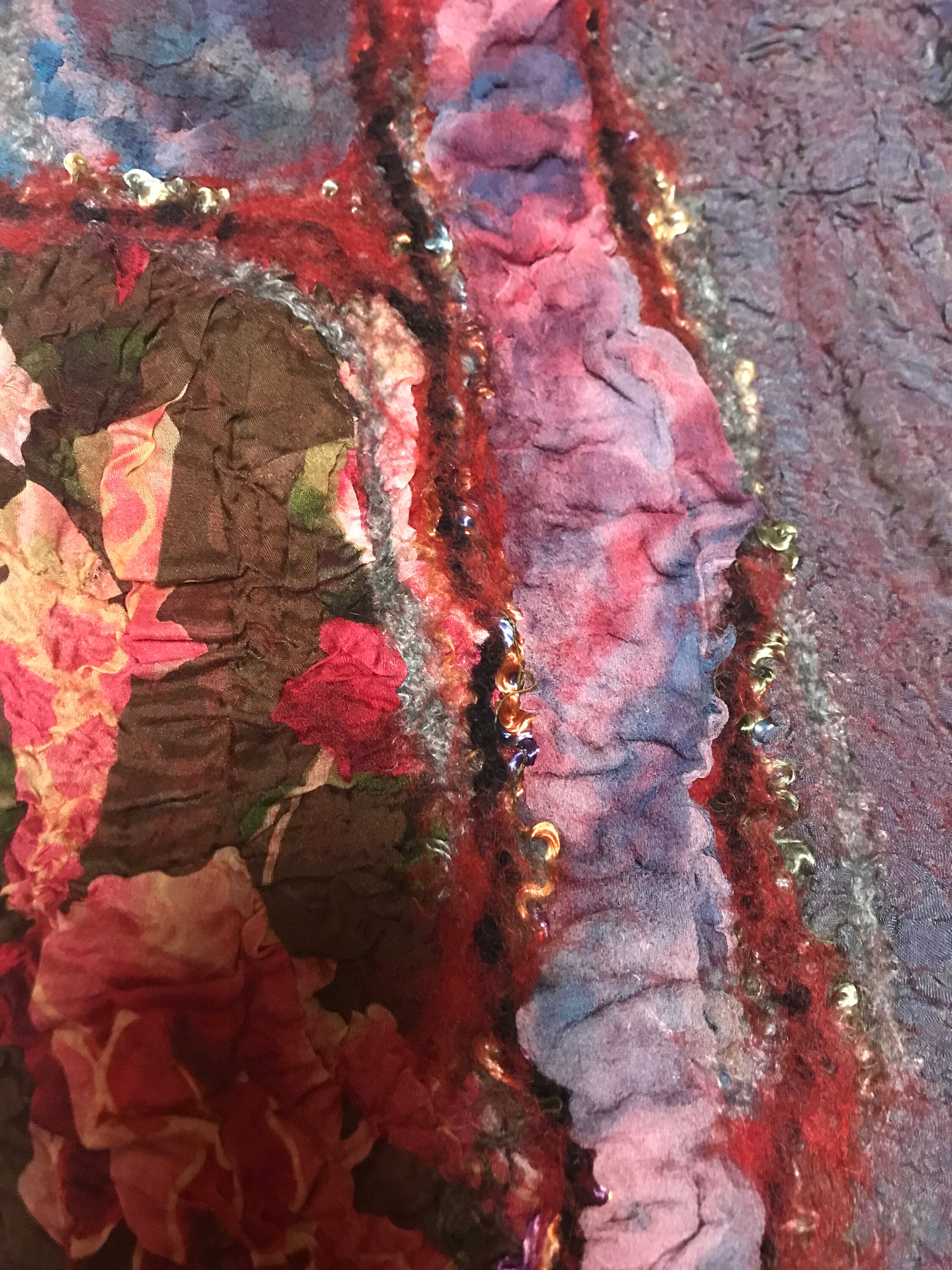 Mixed Fabric Art Scarf - Etsy