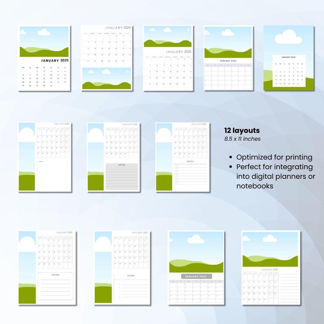 Editable 2025 Calendar Templates | 16 Customizable Designs for Canva ...
