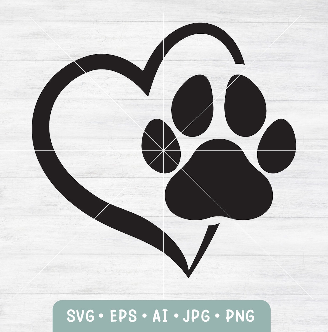 Paw Print Heart SVG Paw Print Heart Png Animal Care Svg Paw - Etsy