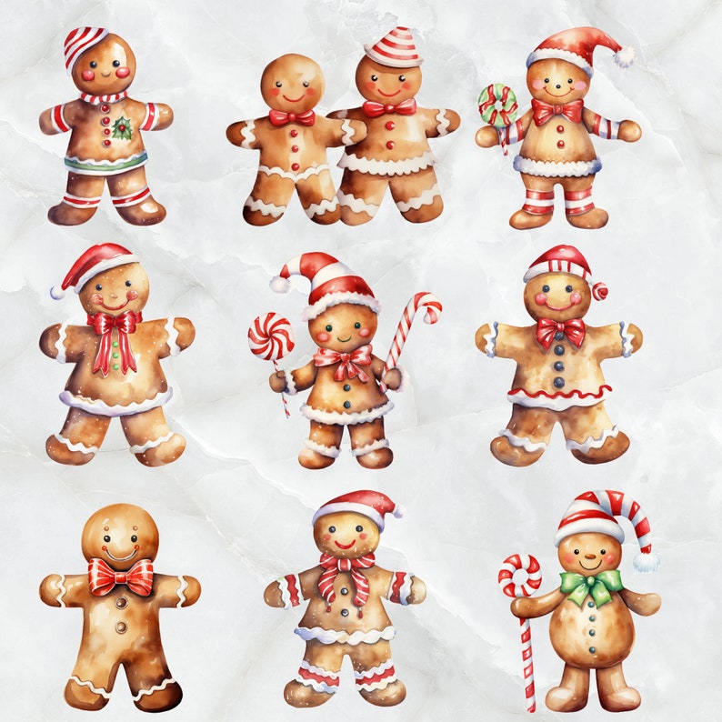 Gingerbread Man Clip Art - Watercolor Christmas Gingerbread Man PNG ...
