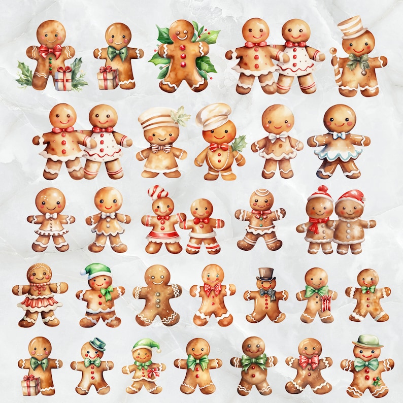 Gingerbread Man Clip Art - Watercolor Christmas Gingerbread Man PNG ...