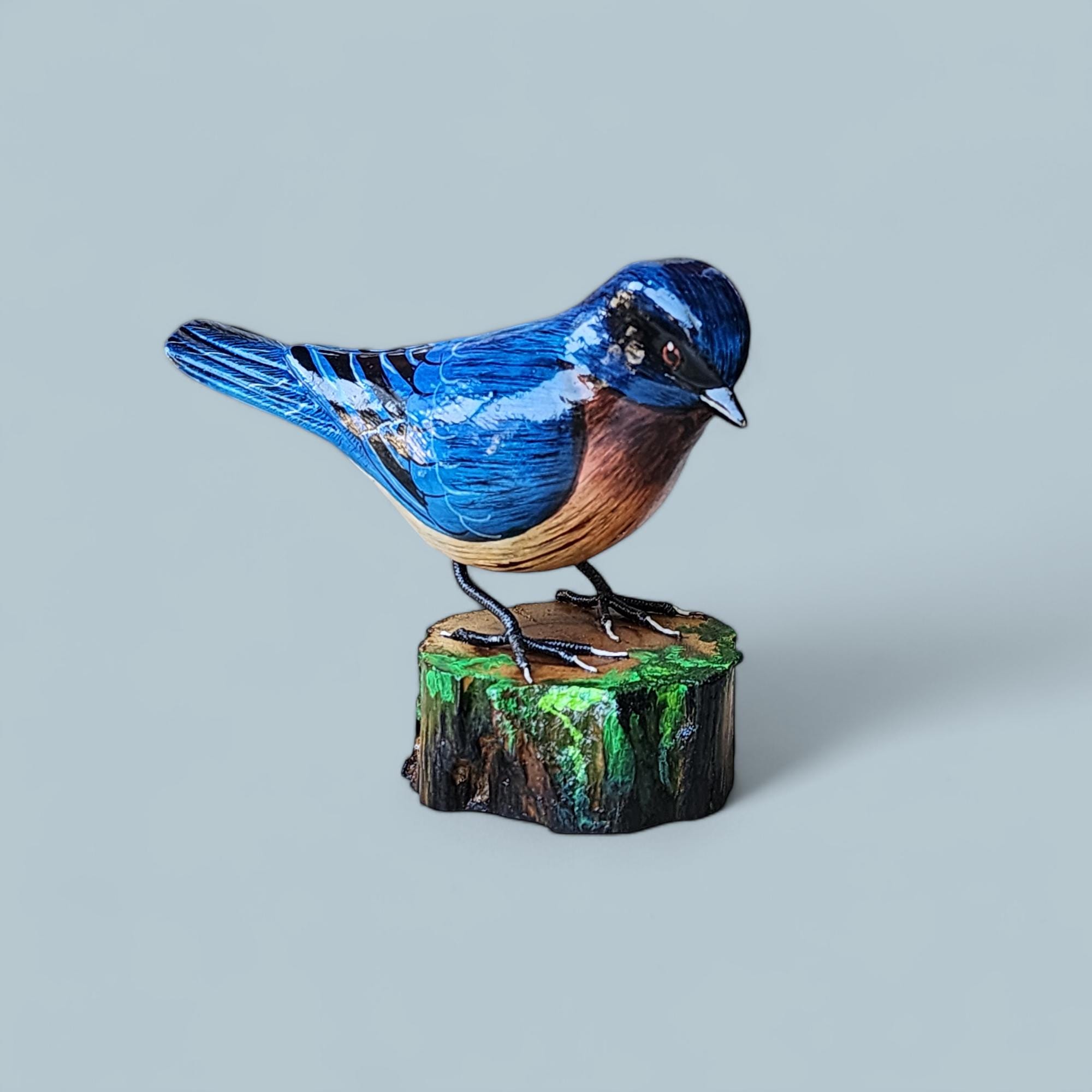 Western Bluebird Carved Wooden Bird Hand Painted Beautiful Gift Animal ...