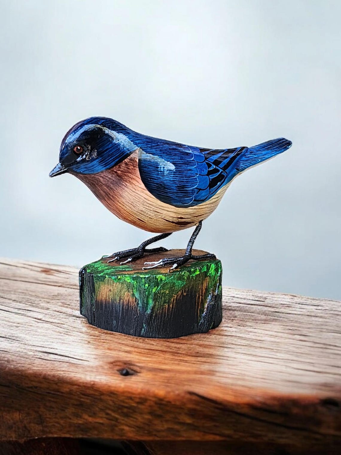 Western Bluebird Carved Wooden Bird Hand Painted Beautiful Gift Animal ...