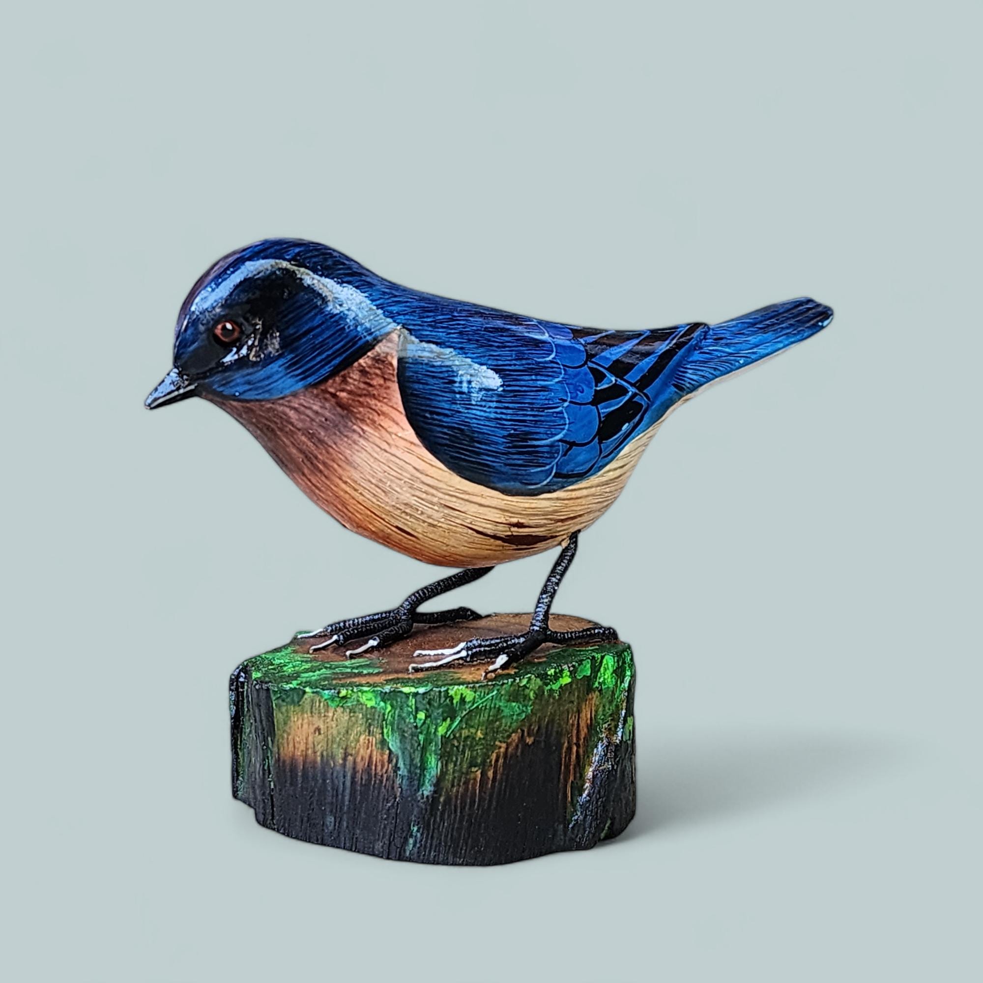 Western Bluebird Carved Wooden Bird Hand Painted Beautiful Gift Animal ...