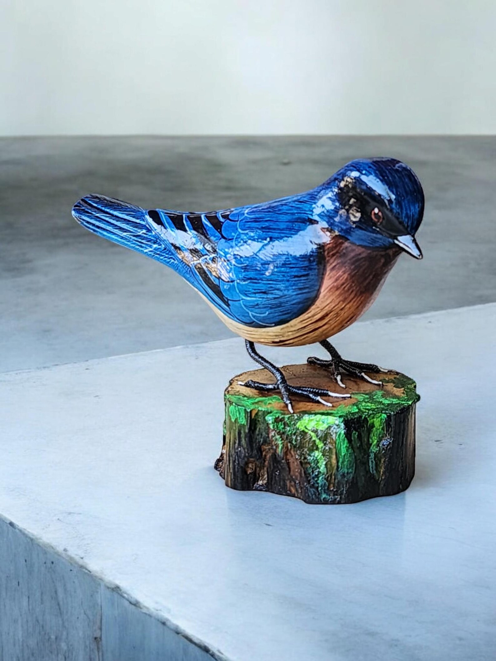 Western Bluebird Carved Wooden Bird Hand Painted Beautiful Gift Animal ...