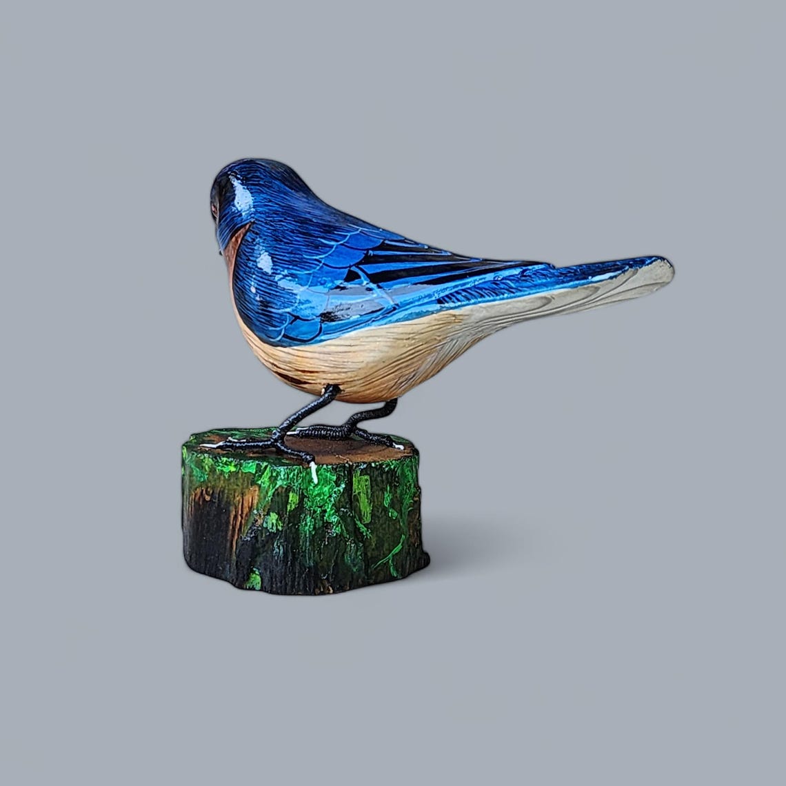 Western Bluebird Carved Wooden Bird Hand Painted Beautiful Gift Animal ...