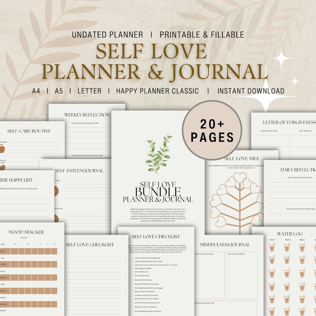 Selflove Journal Stress Management Therapy Journal Mood Tracker Therapy ...