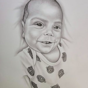 Baby Hand-drawn Realistic Portraits - Custom Pencil Art - Etsy
