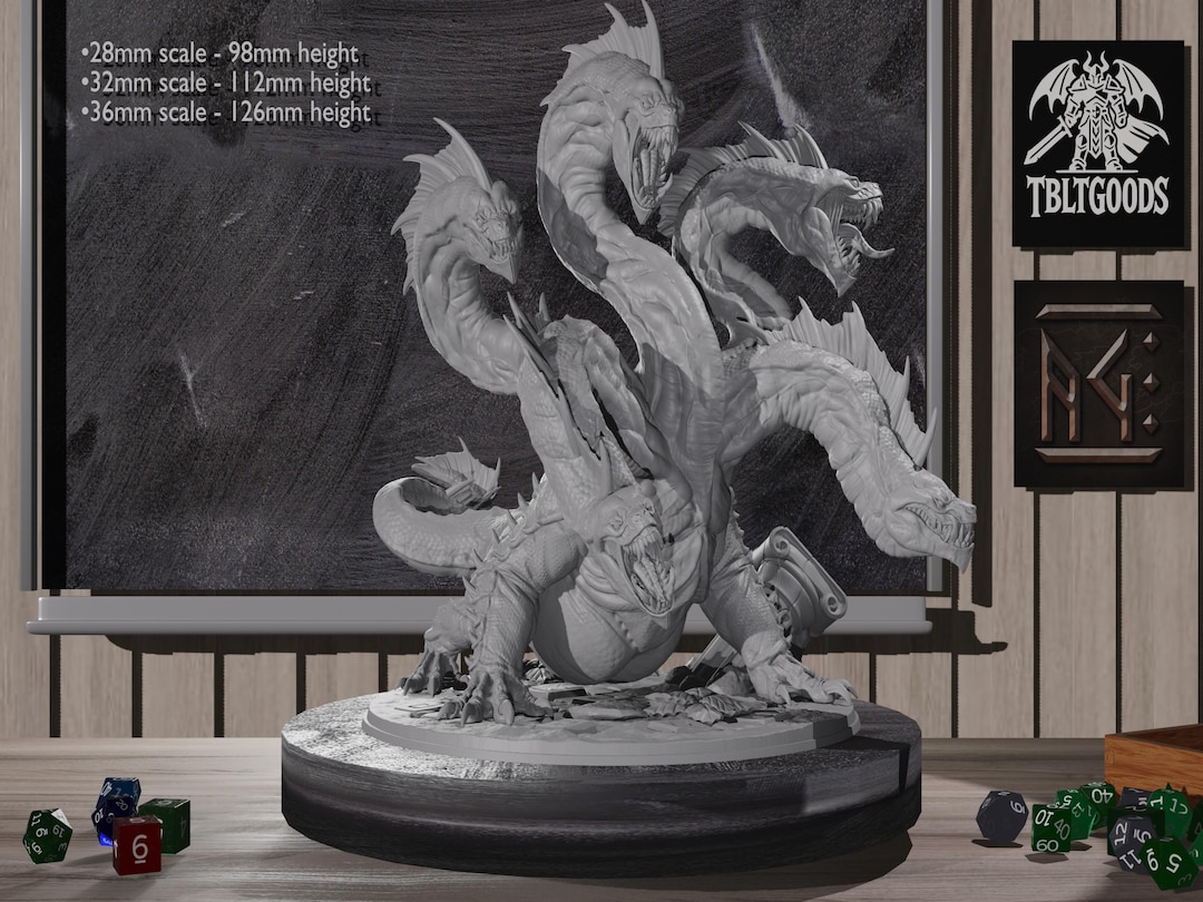 Devouring 5 Headed Hydra Miniature | Fantasy DND Figurine | Hydra ...