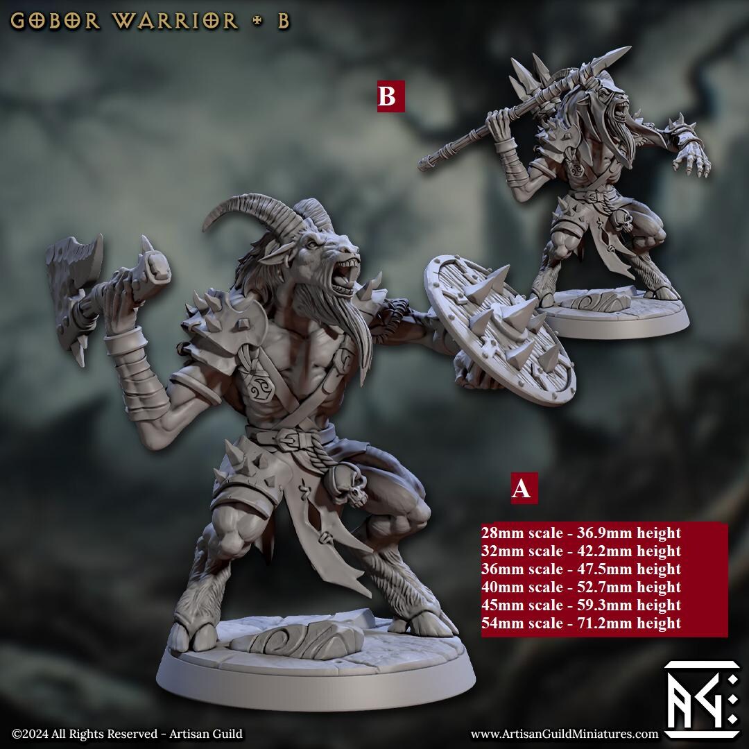 Chaos Goat Man Gobor Miniature B | Fantasy DND Figurine | Sanded ...