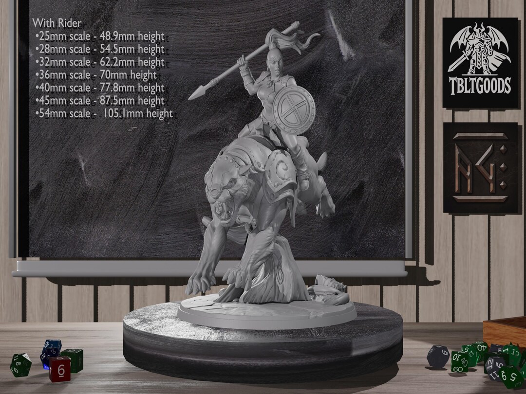 Human Female Panther Rider Miniature B | Fantasy DND Figurine | Human ...