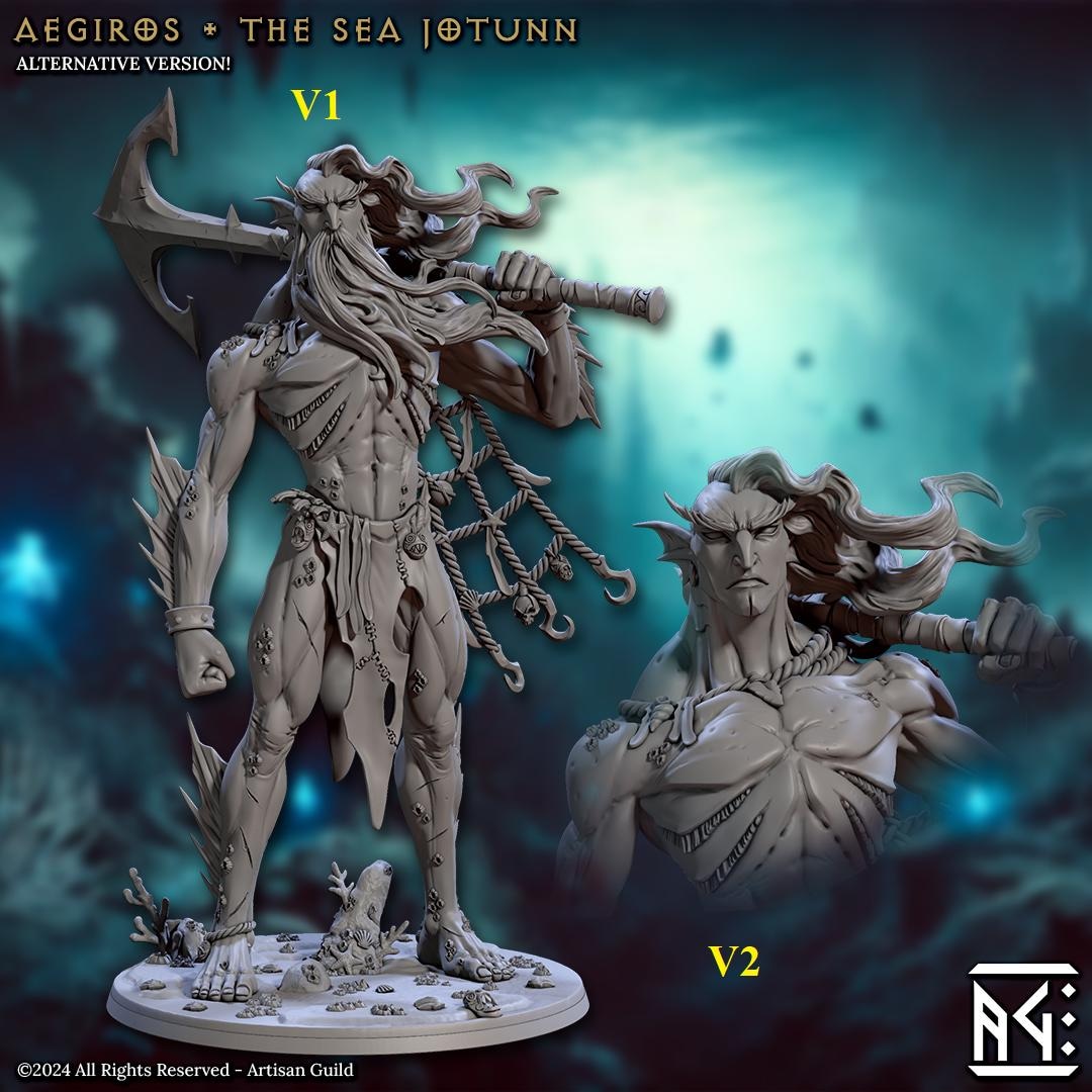 Giant Sea Jotunn Mirmidon | Fantasy Miniature DND Figurine | Sanded ...