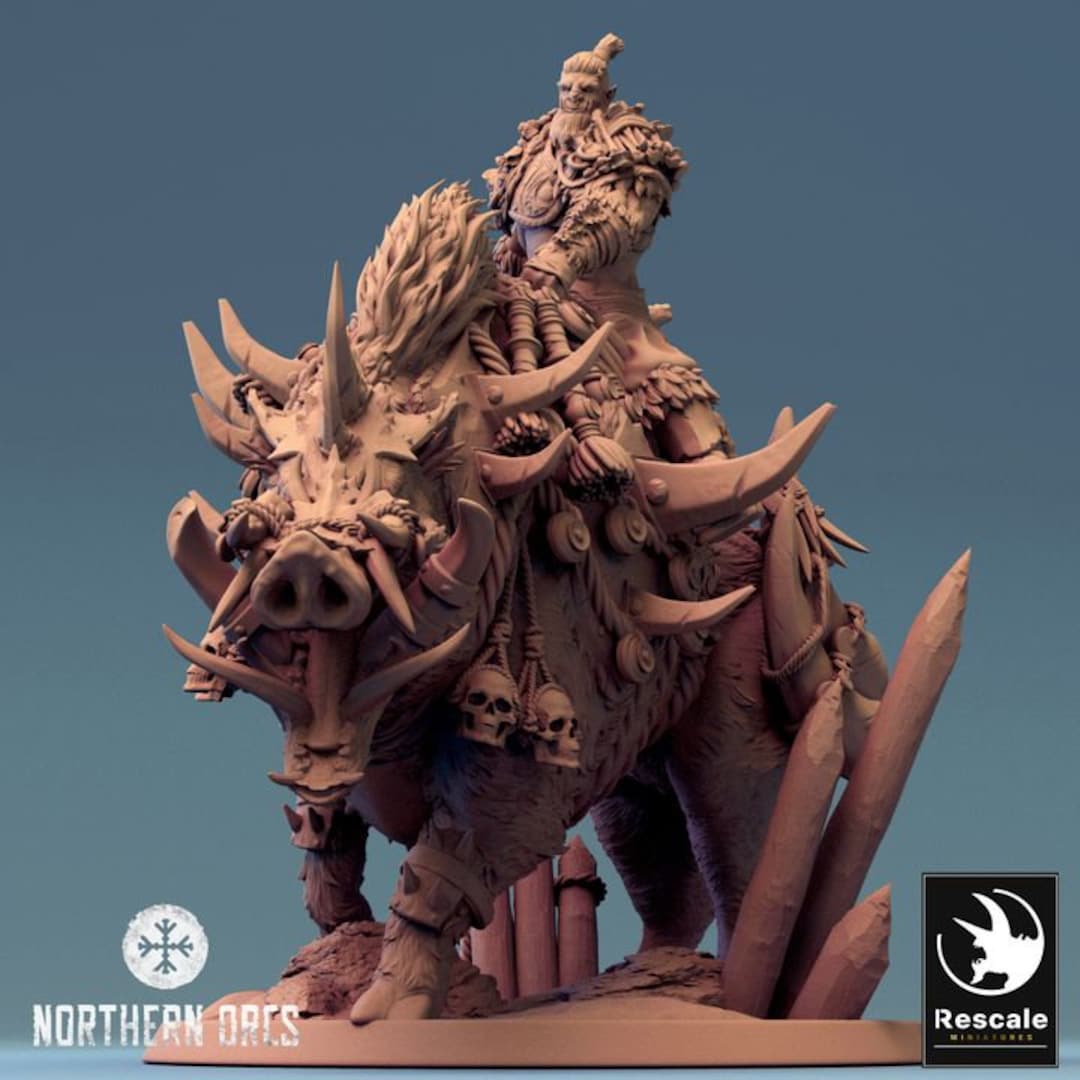 Orc Rider War Hog Wild Boar Miniature Mount V7 | DND Miniature | 12k ...
