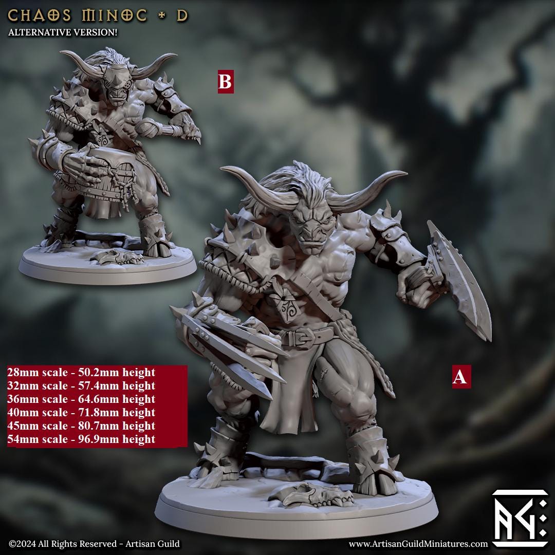 Chaos Minotaur Minoc Miniature D | Fantasy DND Figurine | Sanded ...