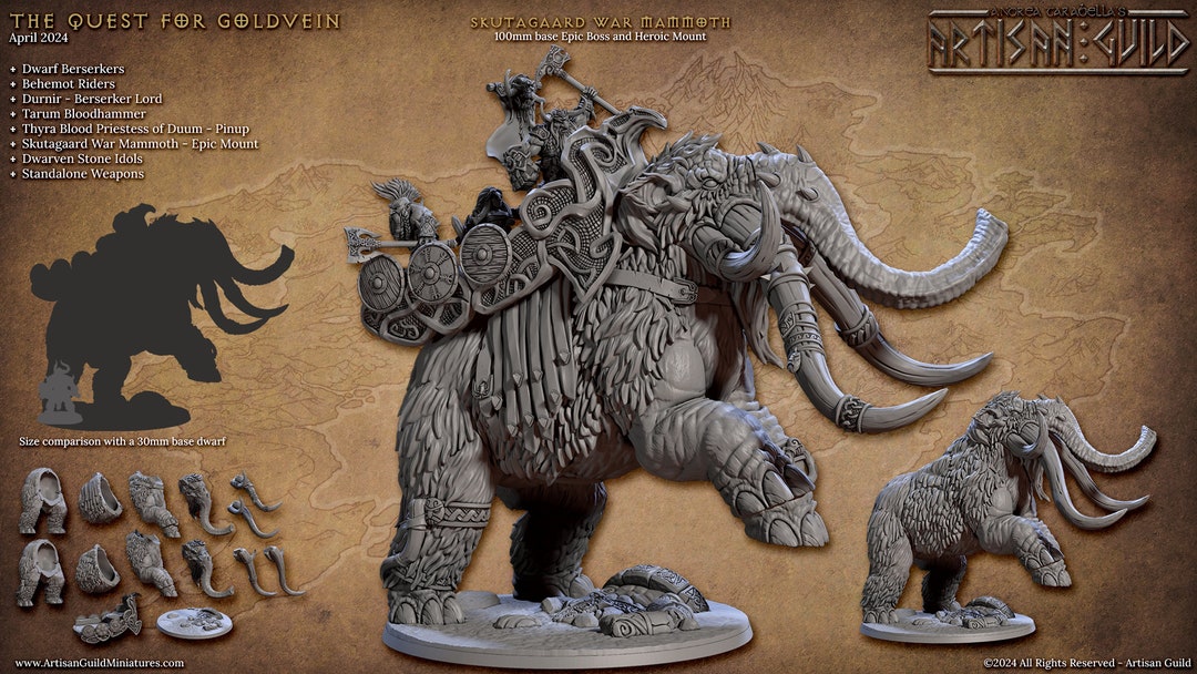 War Mammoth Miniature Beast Monster Miniature Figurine , Pathfinder and ...