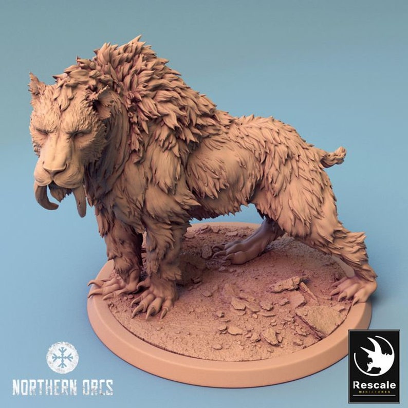 Orc Rider Saber Tooth Tiger Miniature Mount V4 | DND Miniature | 12k ...