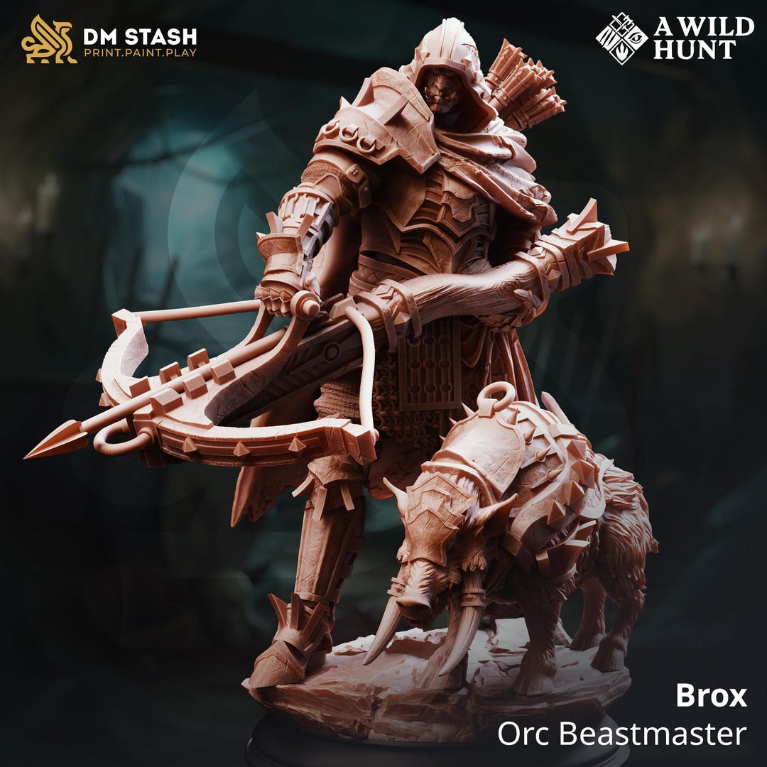 Brox - Orc Beastmaster Miniature | Resin Toy | Dnd Mini | Tabletop Mini ...