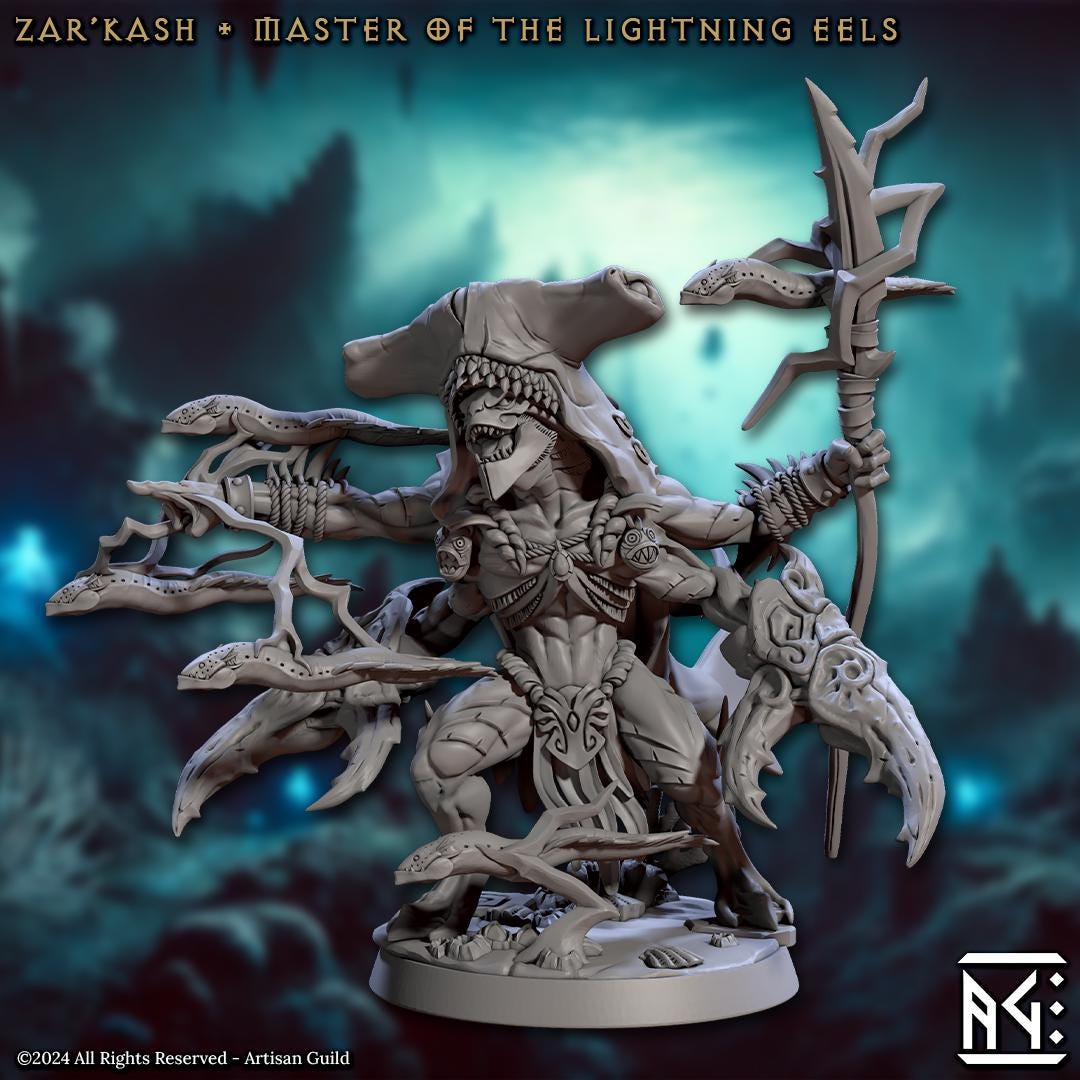 Triton Mirmidon Miniature Sea Wizard Mini | Fantasy DND Figurine ...