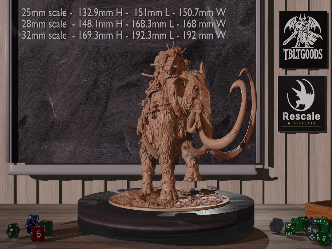Brutal Orc Mammoth Miniature | Fantasy Pathfinder DND Figurine ...