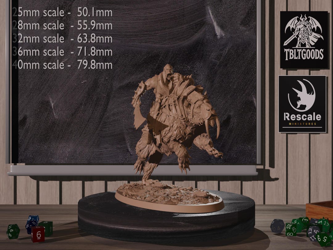 Brutal Orc Saber-tooth Orc V1 Miniature | Fantasy Pathfinder DND ...