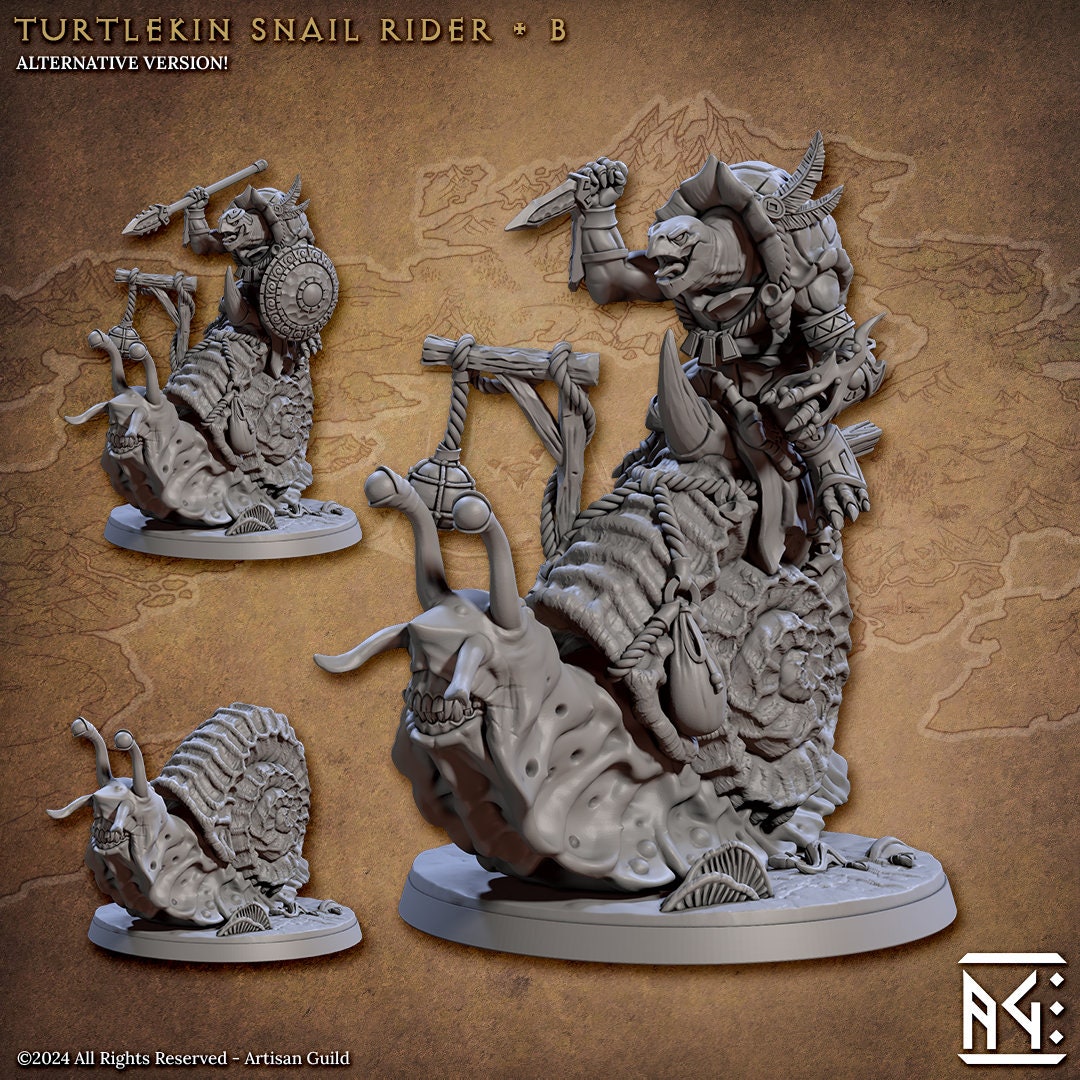 Turtle Warrior B Snail Raider DND Miniature Figurine for Tabletop Games ...