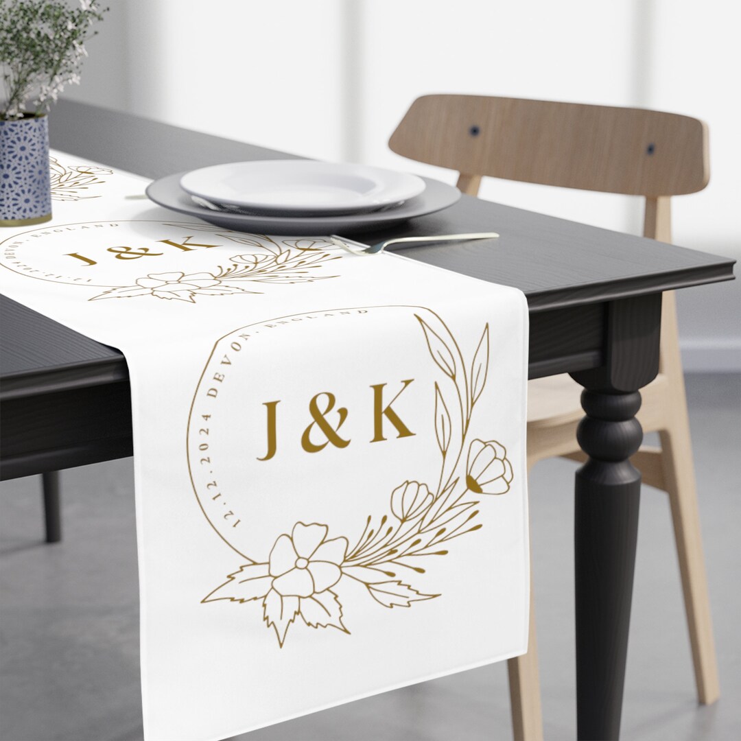 Custom Table Runner Wedding Gold Table Runner Personalized Wedding ...