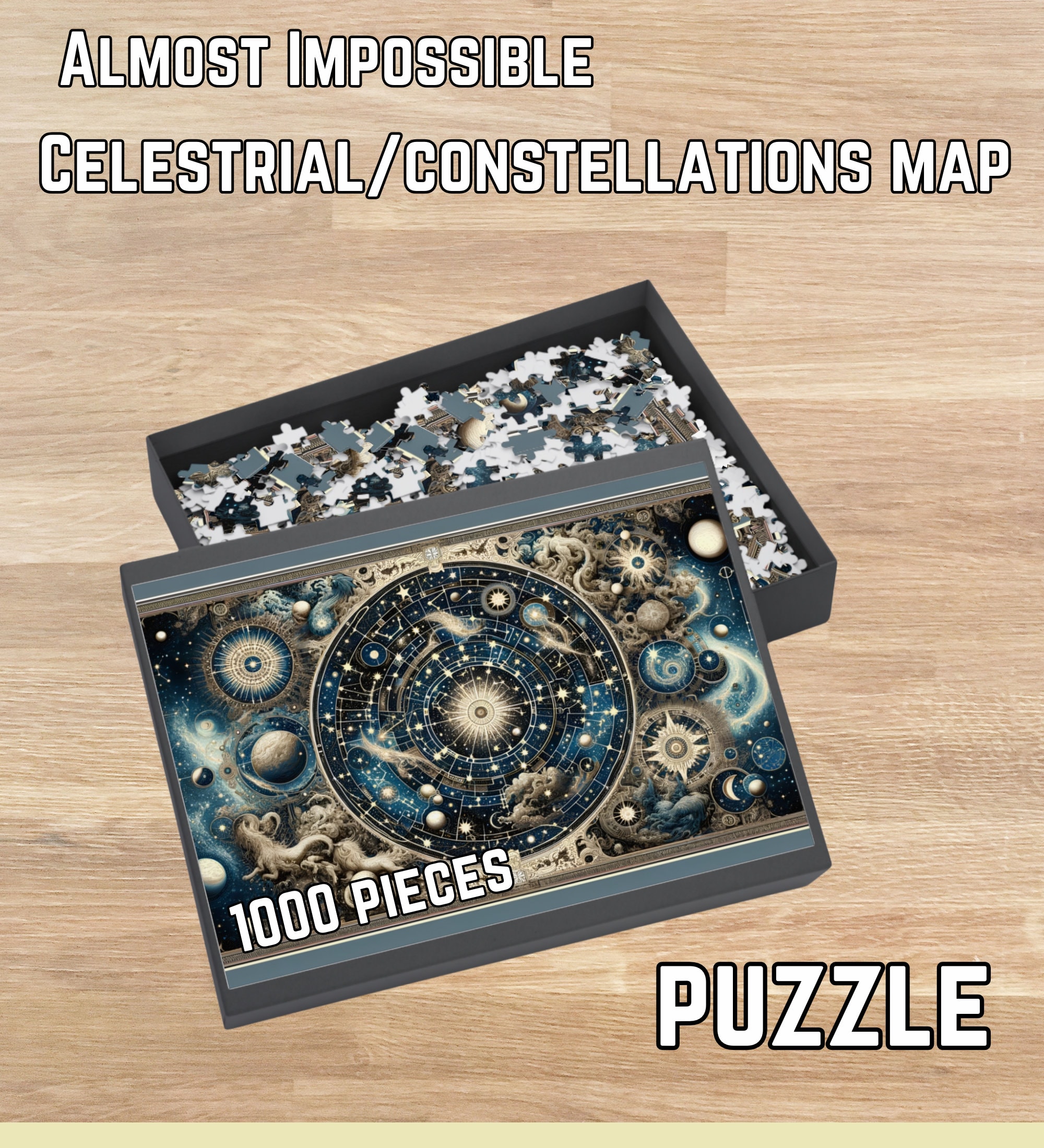 Celestial Map Constellation Puzzle, 1000 Piece Almost Impossible Jigsaw ...