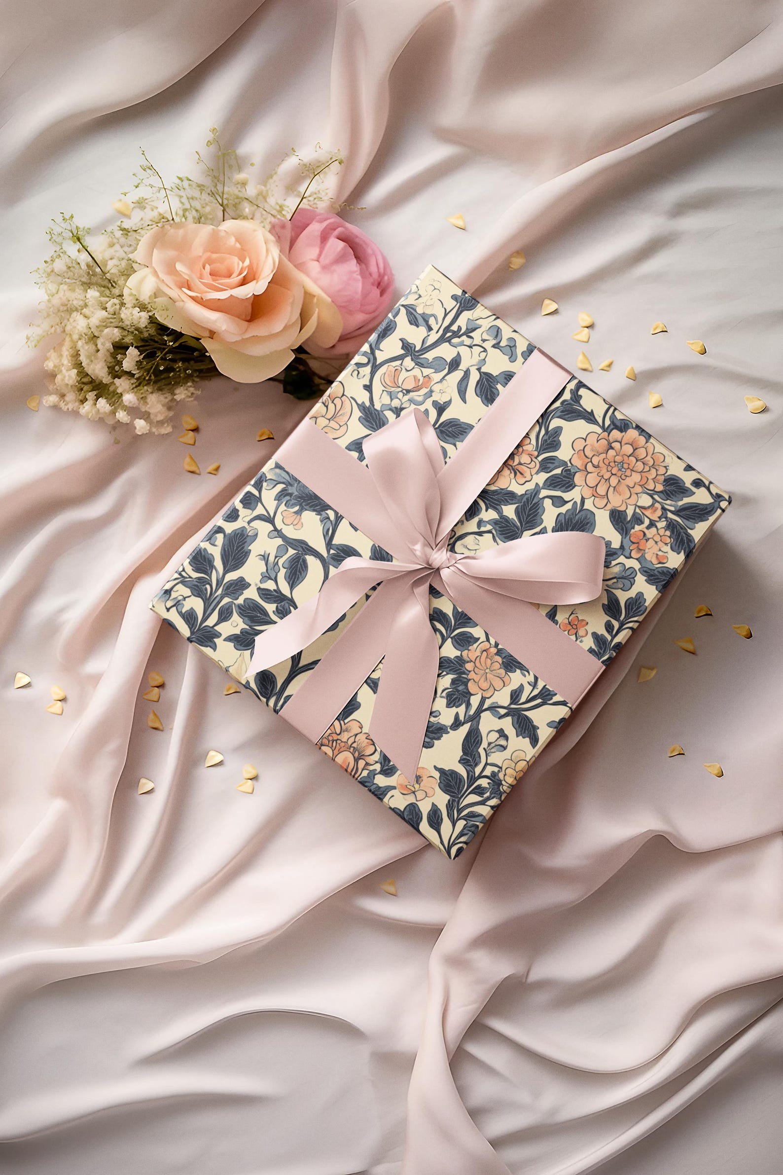 Floral Wrapping Paper Flowers Gift Wrap Aesthetic Wrapping Paper Cute ...