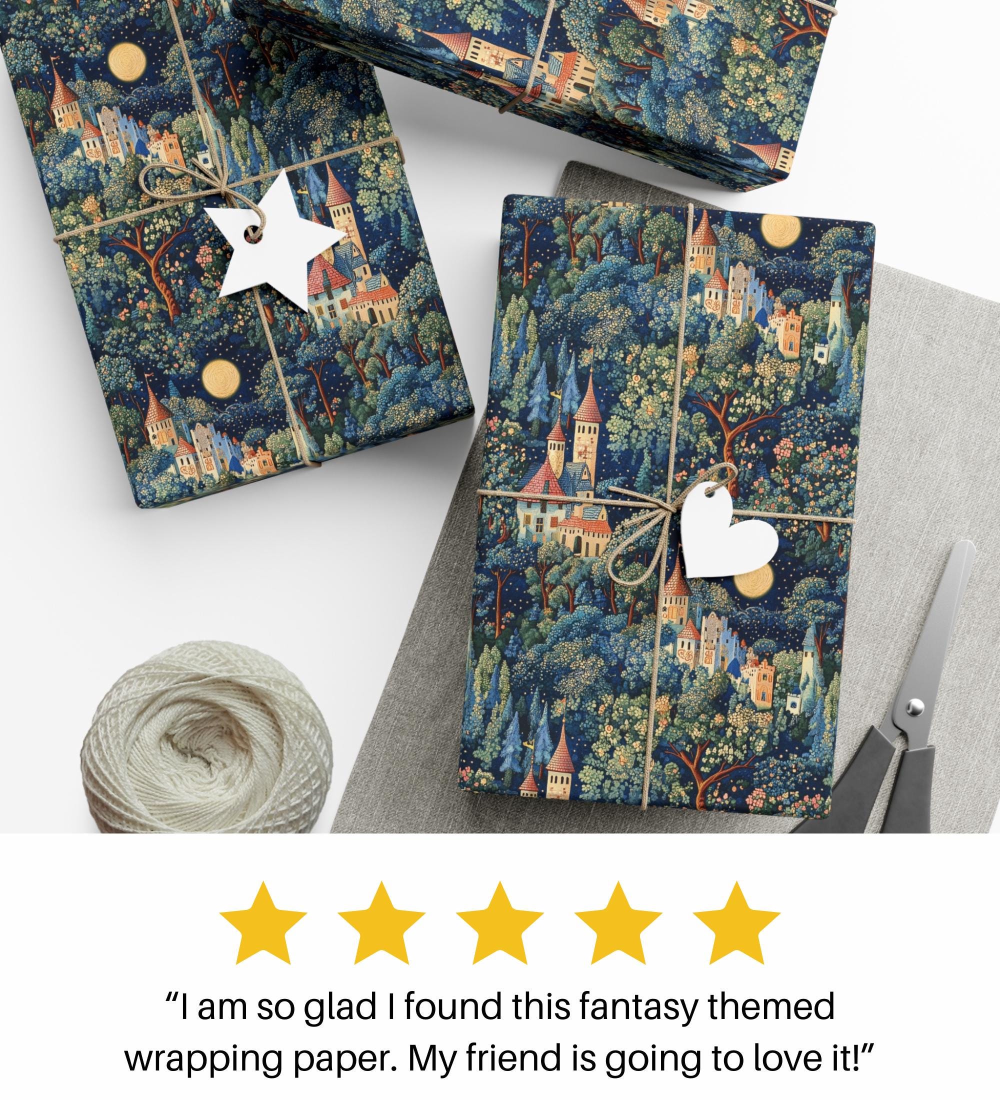 Castle Wrapping Paper Medieval Gift Wrap Renaissance Landscape Gift ...