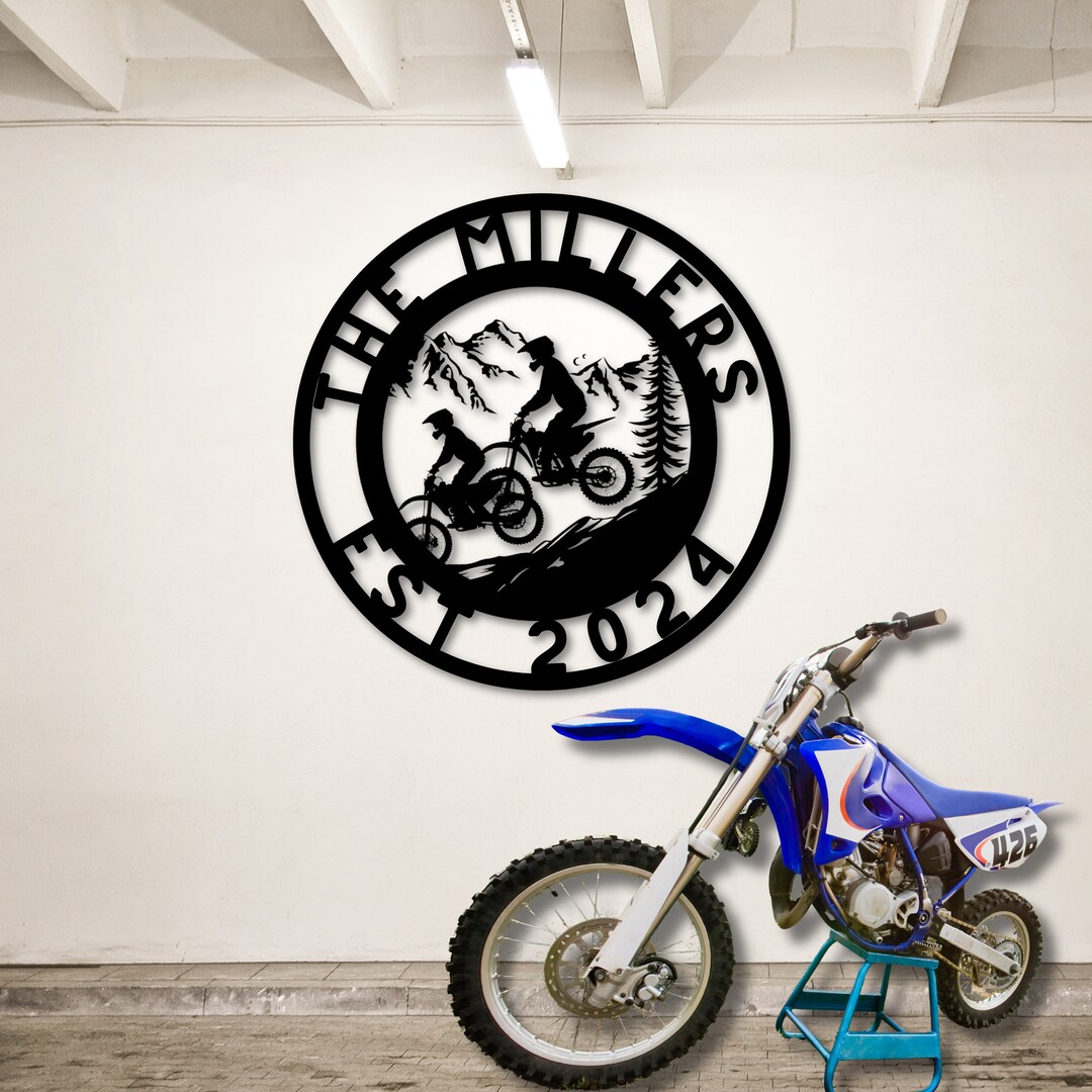 Dirt Bike Family Sign House Last Name Sign Custom Address Plaque ...