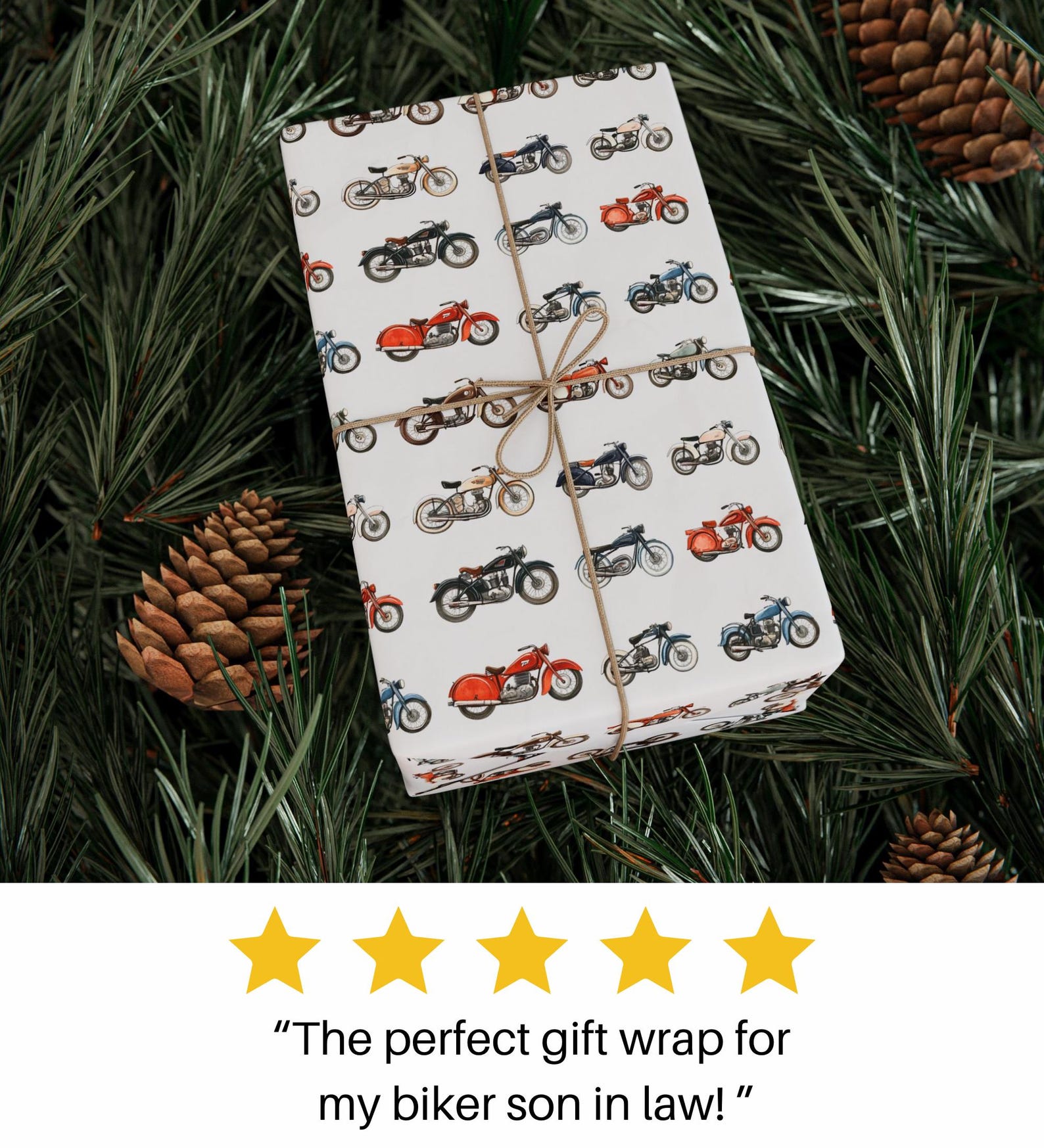 Classic Motorbike Wrapping Paper Retro Motorcycles Gift Wrap Vintage ...