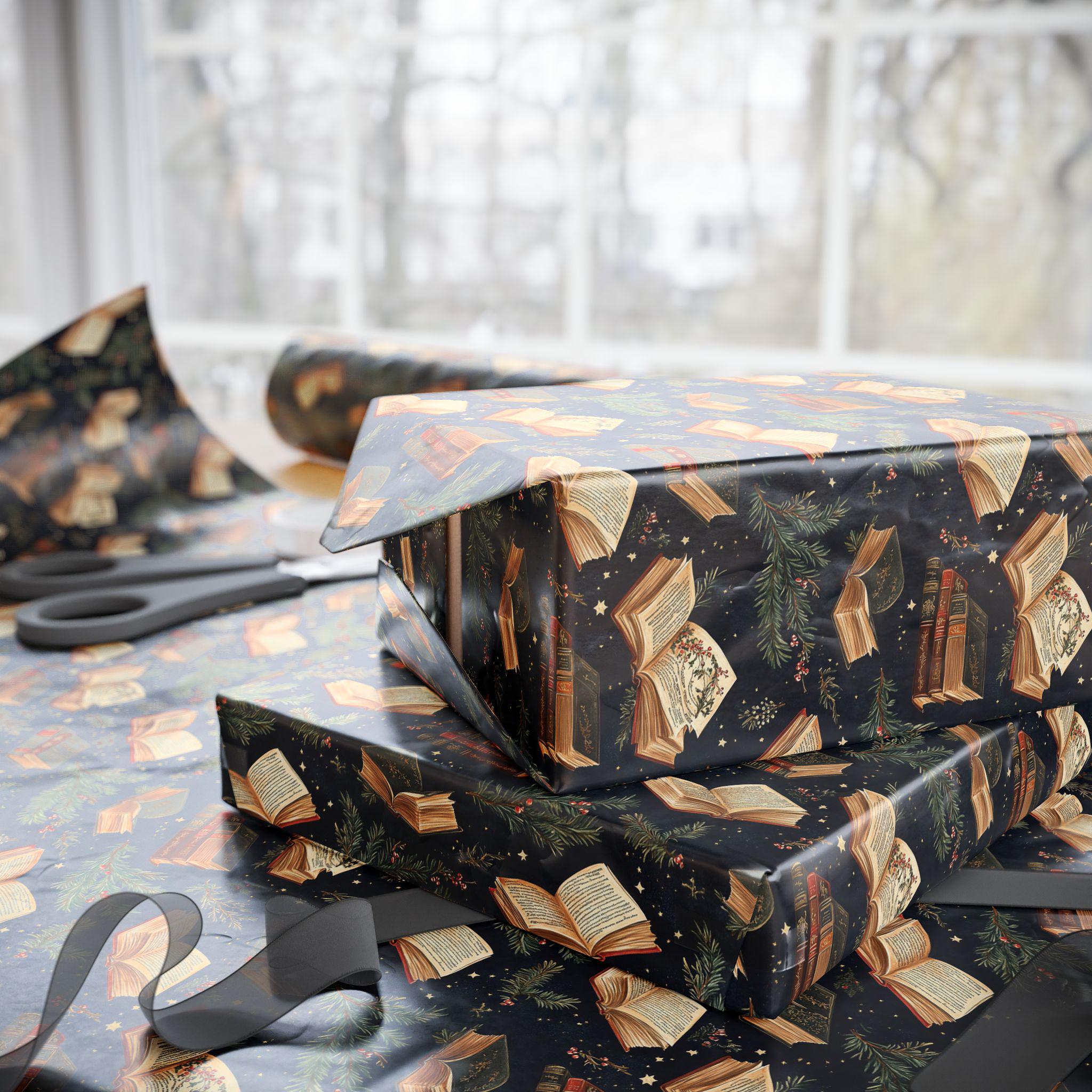Book Christmas Wrapping Paper Luxury Literary Gift Wrap Traditional ...