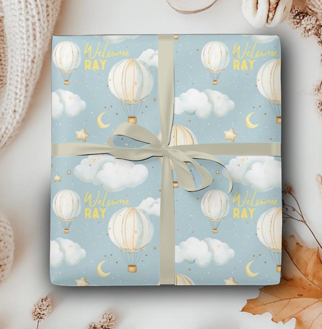 Personalized Baby Boy Wrapping Paper Custom Name Gift Wrap for New ...