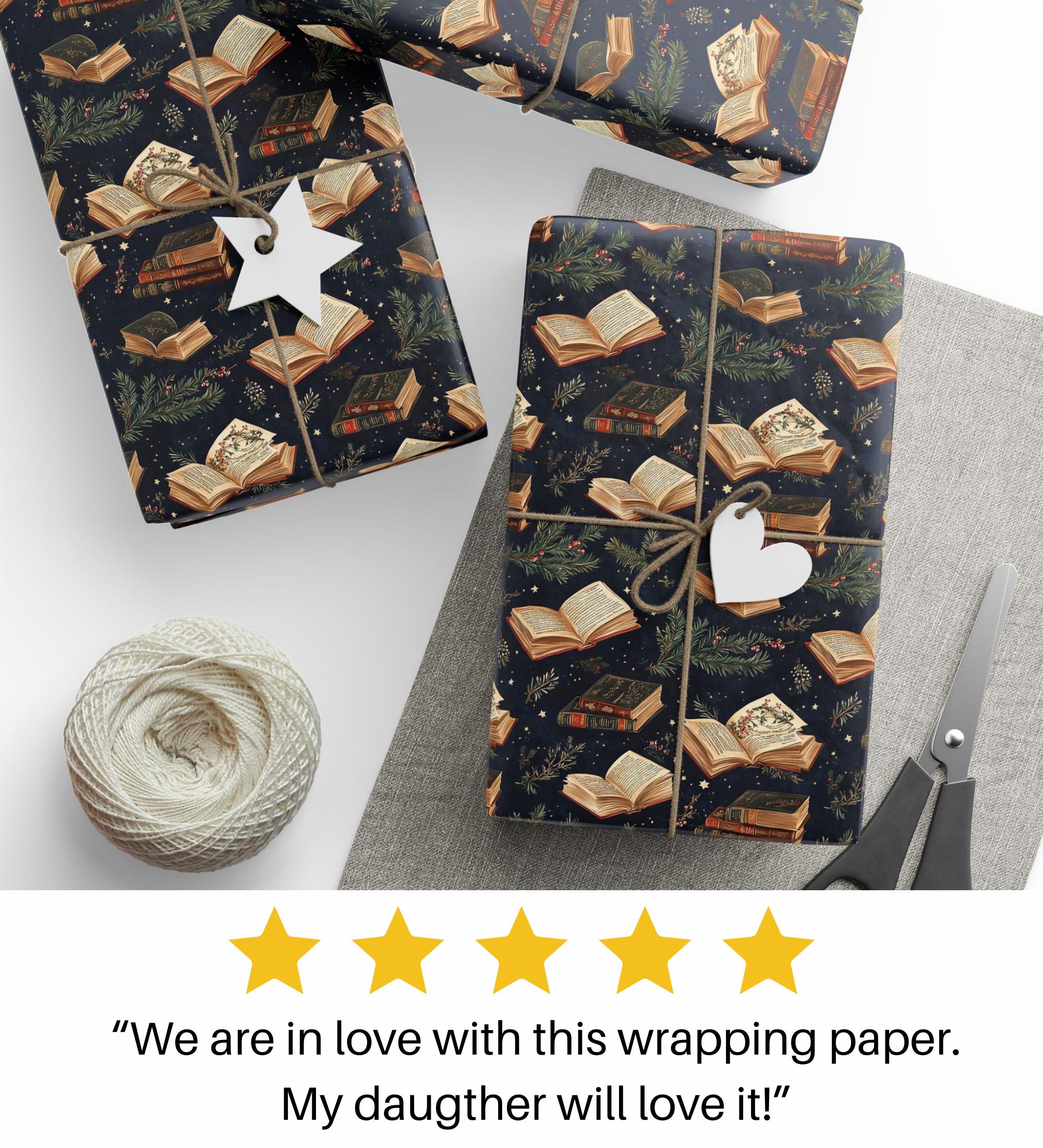 Book Christmas Wrapping Paper Luxury Literary Gift Wrap Traditional ...
