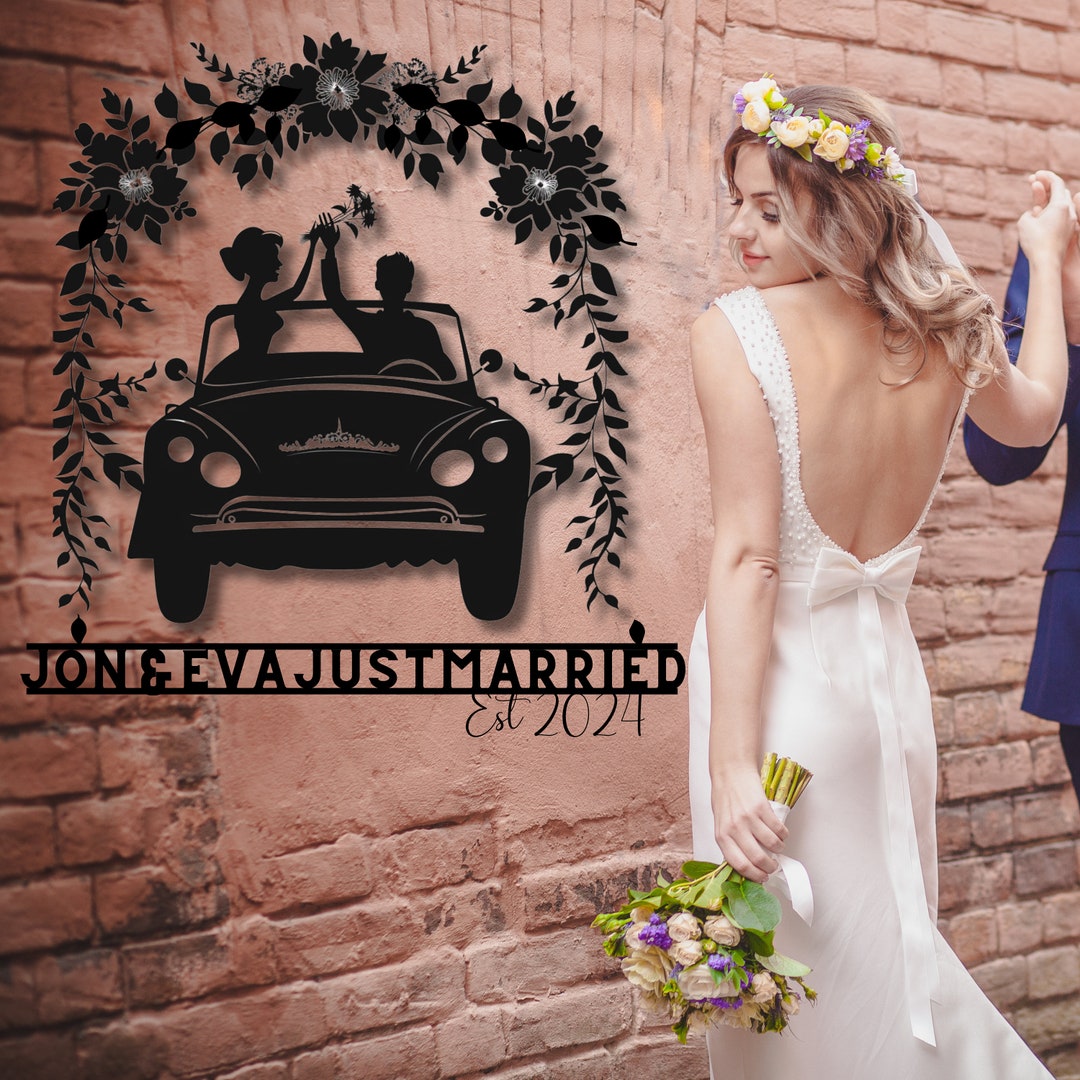 Just Married Wedding Sign Custom Gift for Newlyweds Thoughtful Present ...