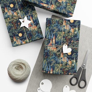 Castle Wrapping Paper Medieval Gift Wrap Renaissance Landscape Gift ...