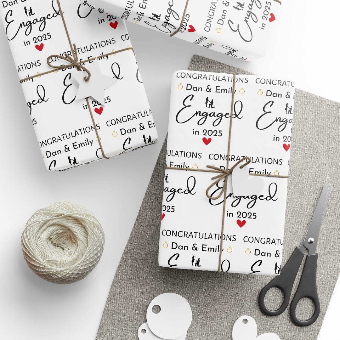 Personalized Engagement Wrapping Paper Custom Engaged in 2025 Gift Wrap ...