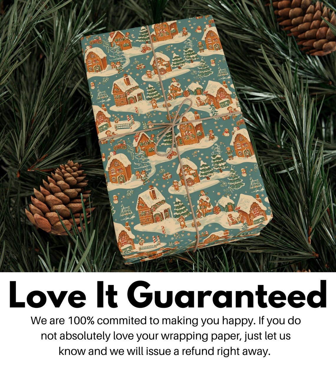 Retro Gingerbread House Wrapping Paper Retro Gingerbread Man Gift Wrap ...