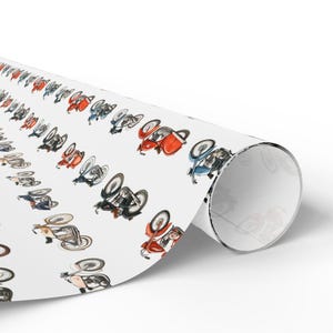 Classic Motorbike Wrapping Paper Retro Motorcycles Gift Wrap Vintage ...