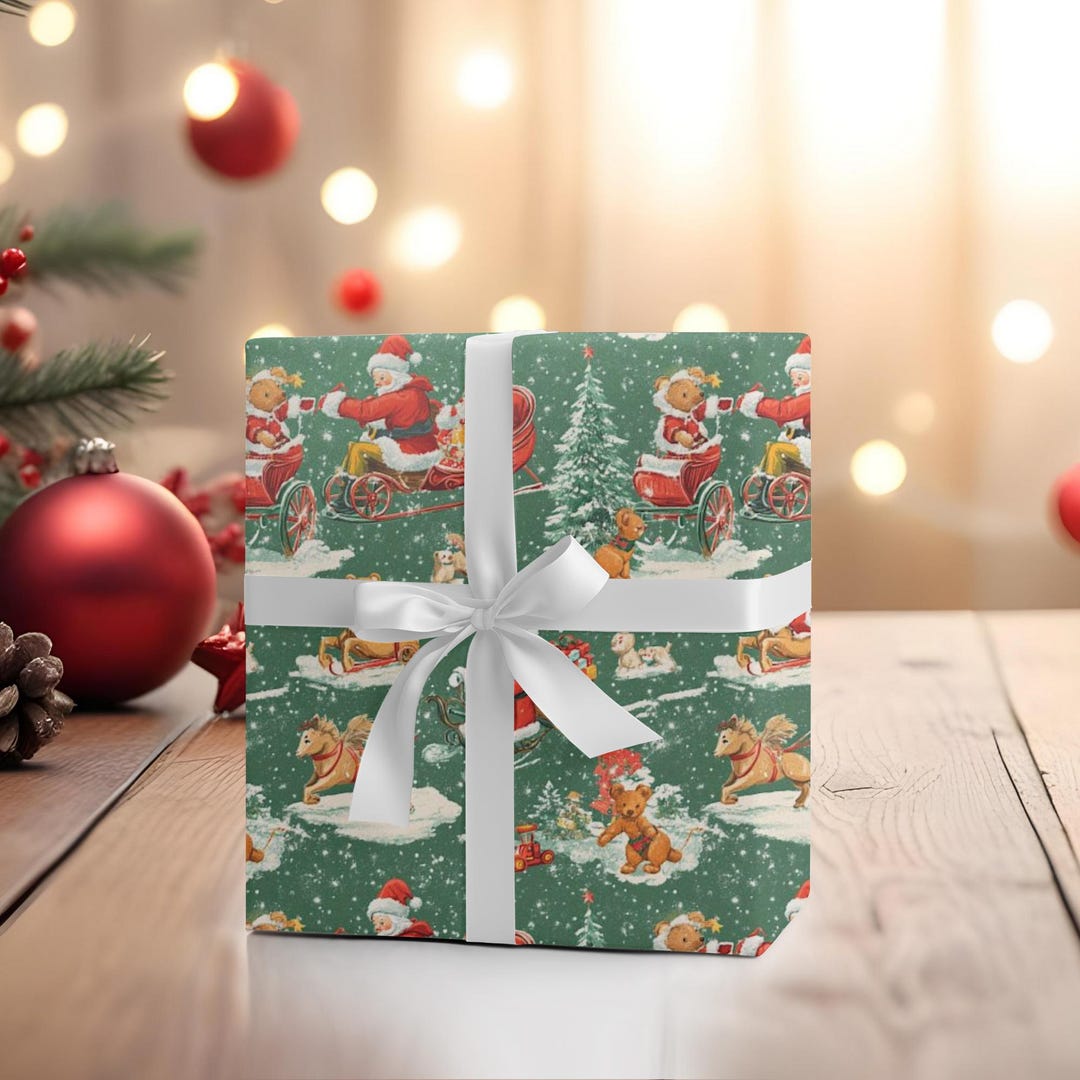 Vintage Christmas Wrapping Paper 1950s Christmas Gift Wrapping Paper ...